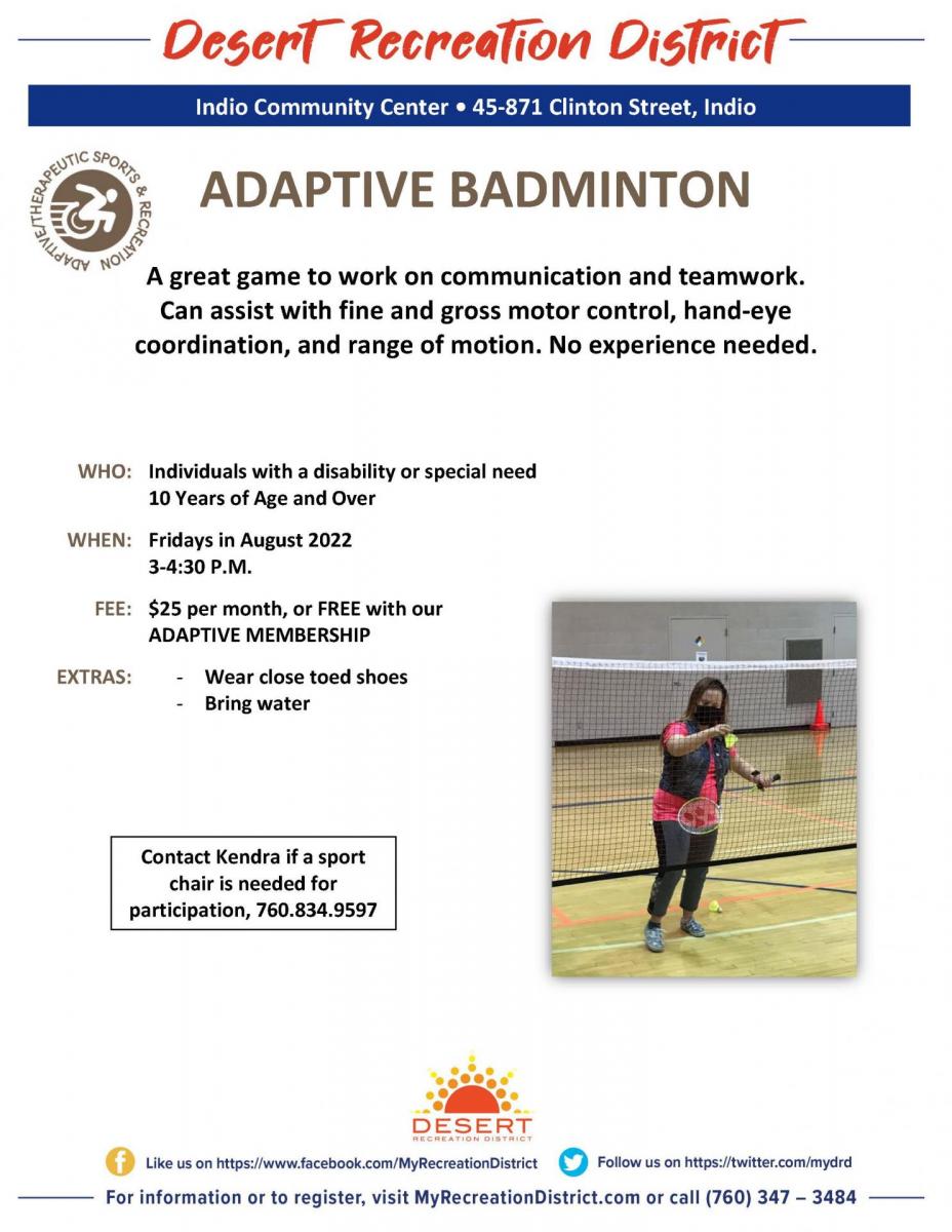Adaptive Badminton - Desert Recreation District Adaptive Badminton - Desert Recreation District